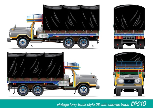 Vibrant Vintage Lorry with Colorful Canvas Tarp Hauler | Jiffy Designs