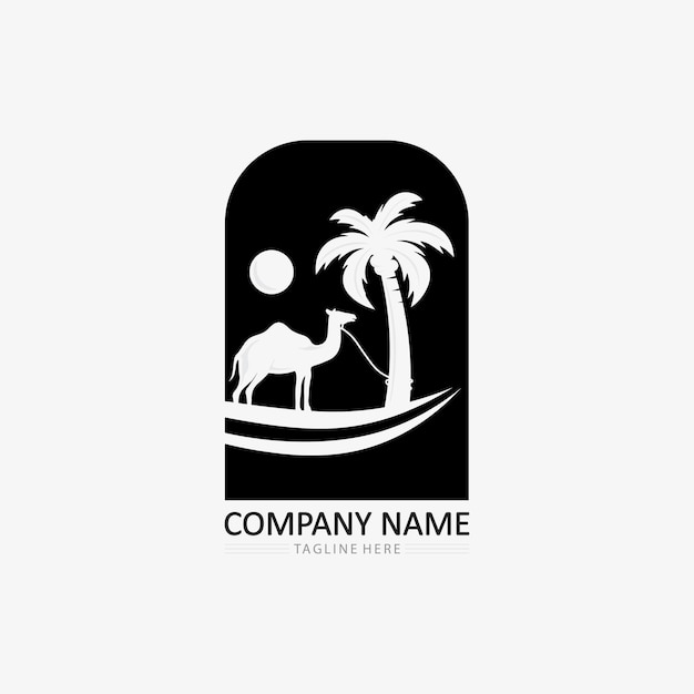Majestic Palm Tree and Camel Silhouette Logo | Jiffy Designs