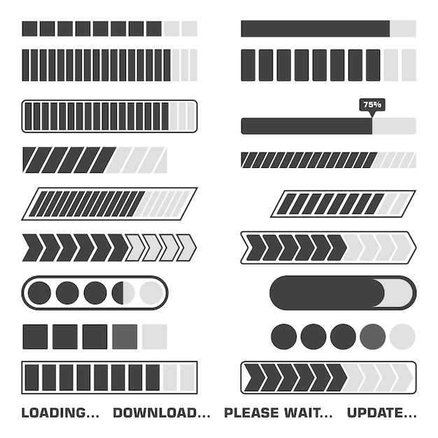 Diverse Loading Bar Indicators for Digital Progress | Jiffy Designs