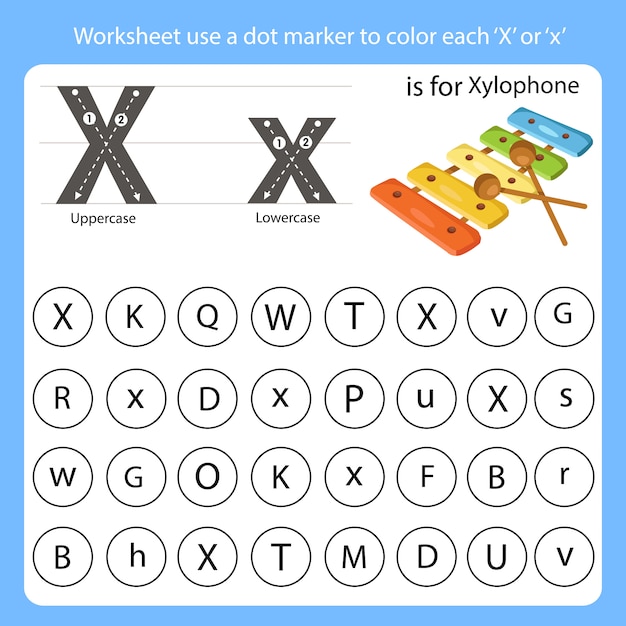 Colorful Xylophone Worksheet Featuring Letter X | Jiffy Designs