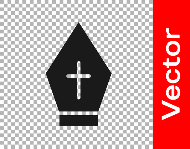 Black Pope Hat Icon Isolated On Transparent Background. Christian Hat ...