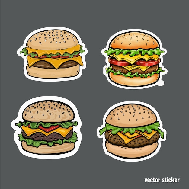 Delectable Burger Collection: Mouthwatering Sticker Set | Jiffy Designs