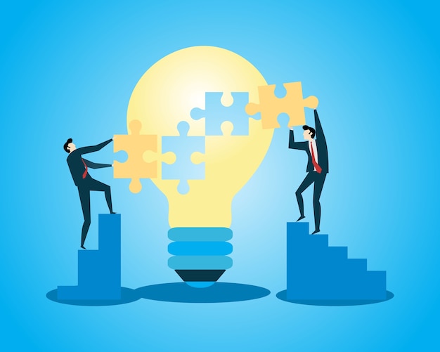 Collaborative Innovation: Teamwork Assembling Bright Idea Lightbulb | Jiffy Designs