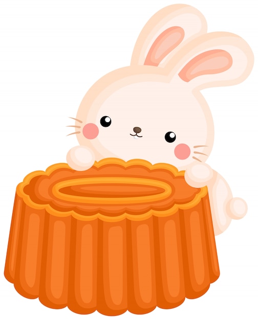 Adorable Bunny Admiring Delectable Mooncake Dessert | Jiffy Designs