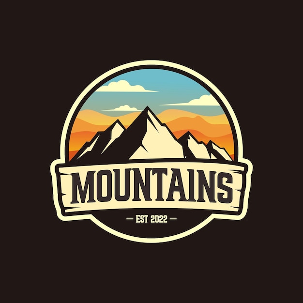 Majestic Mountain Landscape in Vintage Outdoor Badge | Jiffy Designs