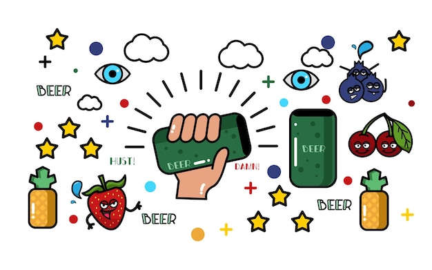 Vibrant Illustration of Playful Symbols and Icons | Jiffy Designs