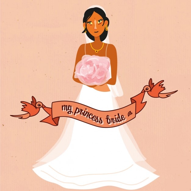 Charming Princess Bride Illustration with Whimsical Banner | Jiffy Designs