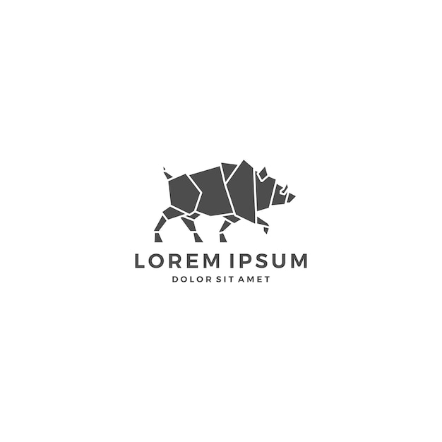 Striking Geometric Boar Silhouette with Minimal Text | Jiffy Designs