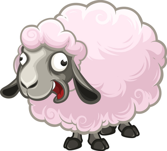Cartoon Furry Crazy Little Sheep Screaming Fun. Isolated On A White ...