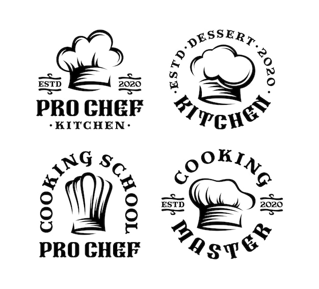 Vintage Culinary Logos with Chef Hats and Cooking Utensils | Jiffy Designs