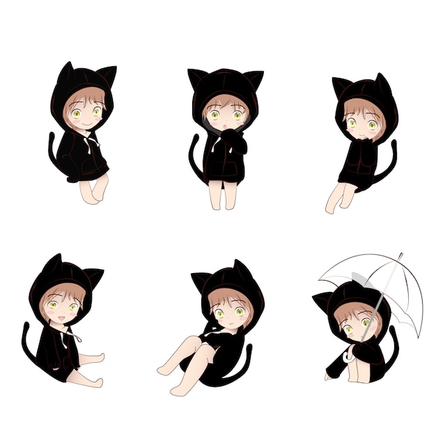 Adorable Collection of Whimsical Cat-Themed Chibi Characters | Jiffy ...