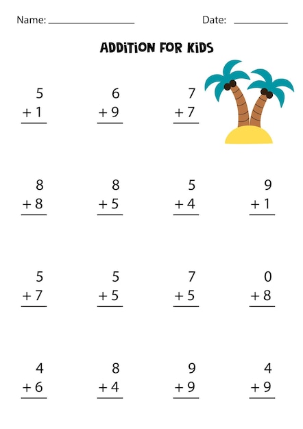 Fun Island-Themed Addition Exercises for Kids | Jiffy Designs