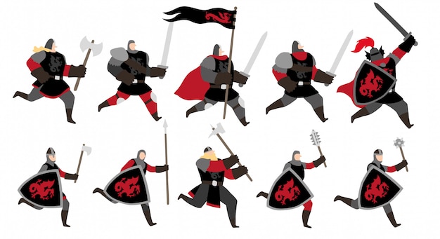 Diverse Collection of Fierce Medieval Knights in Action Poses | Jiffy ...