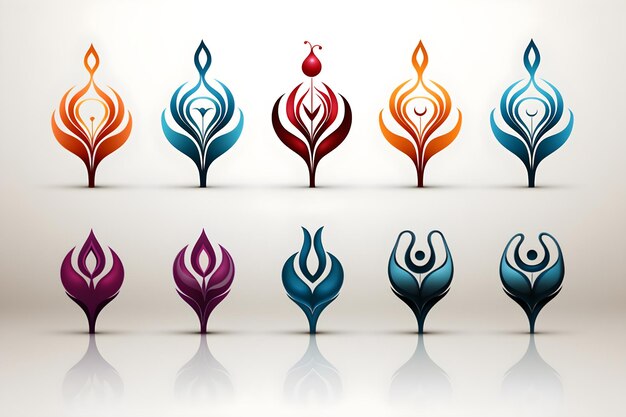 Vibrant Flame-Inspired Symbols in Diverse Color Palette | Jiffy Designs