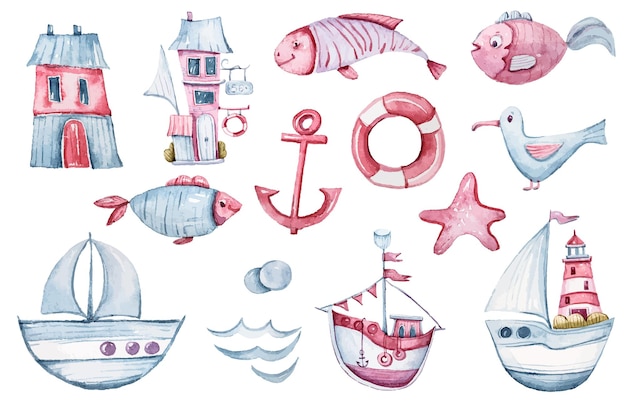 Charming Nautical Collection of Whimsical Seaside Illustrations | Jiffy ...