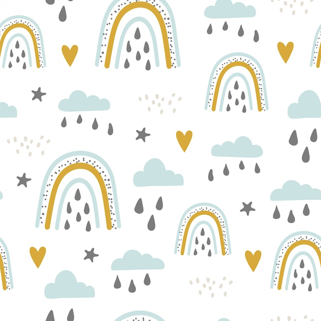 Whimsical Rainbows and Clouds Pattern | Jiffy Designs