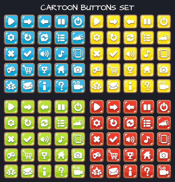 Vibrant Collection of Cartoon-Inspired Buttons for Diverse Applications ...