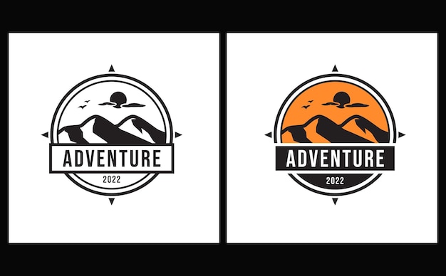 Captivating Adventure Badge with Majestic Mountains and Soaring Birds ...