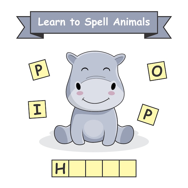 Adorable Hippo Teaches Spelling with Playful Letters | Jiffy Designs