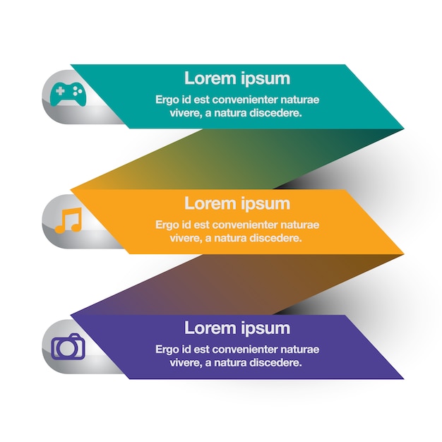 Colorful Overlapping Arrows with Icons and Text Blocks | Jiffy Designs