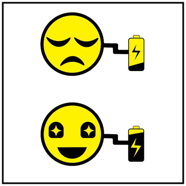 Contrasting Emotions: Sad and Happy Emojis with Lightning Bolts | Jiffy ...