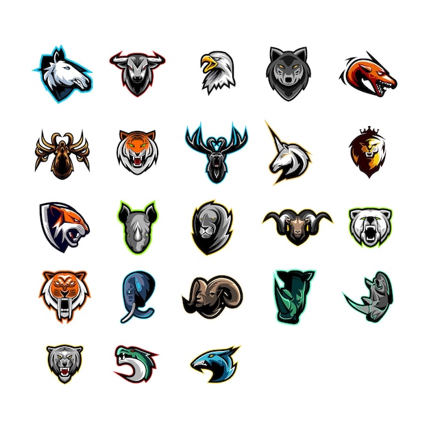 Vibrant Collection of Diverse Animal Mascot Logos and Emblems | Jiffy ...