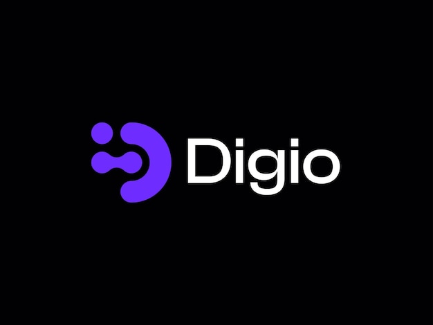 Vibrant Digio Logo with Stylized Purple Swirls | Jiffy Designs