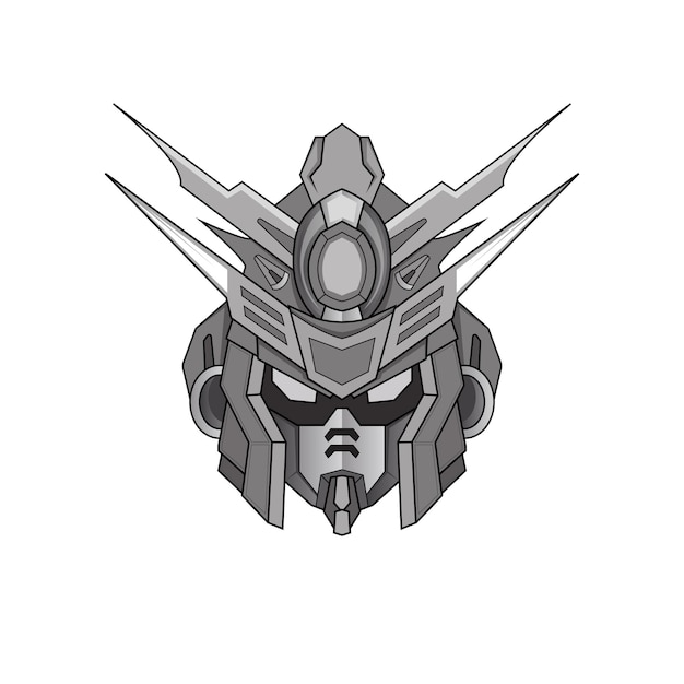 Powerful Mecha Warrior Emblem in Sleek Monochrome | Jiffy Designs