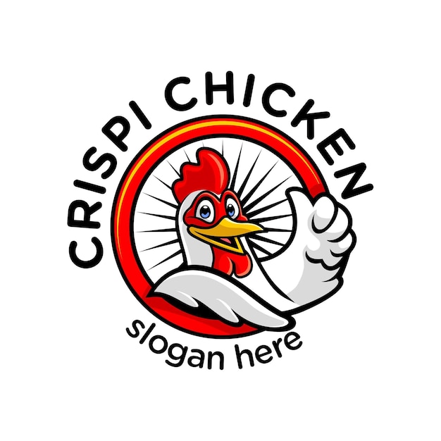 Vibrant Crisp Chicken Logo with Playful Rooster Mascot | Jiffy Designs