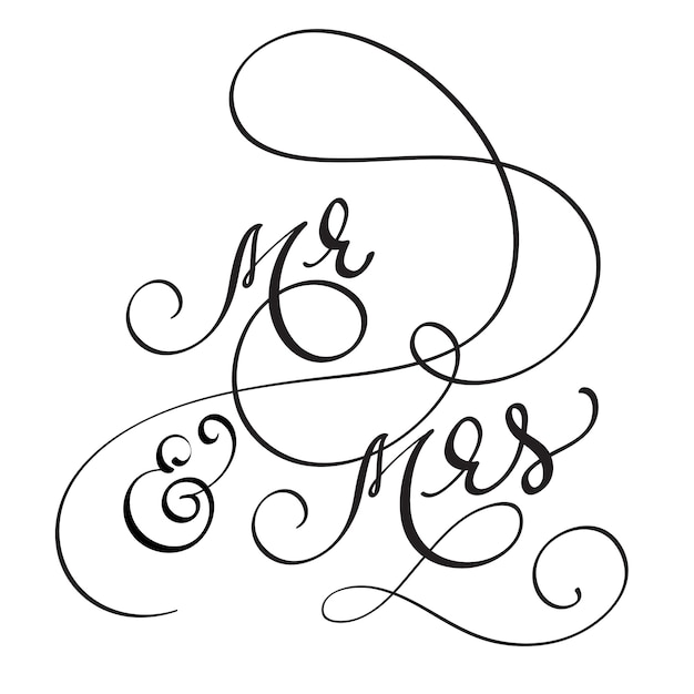 Elegant Calligraphic Lettering of 'Mr & Mrs' in Cursive Script | Jiffy ...