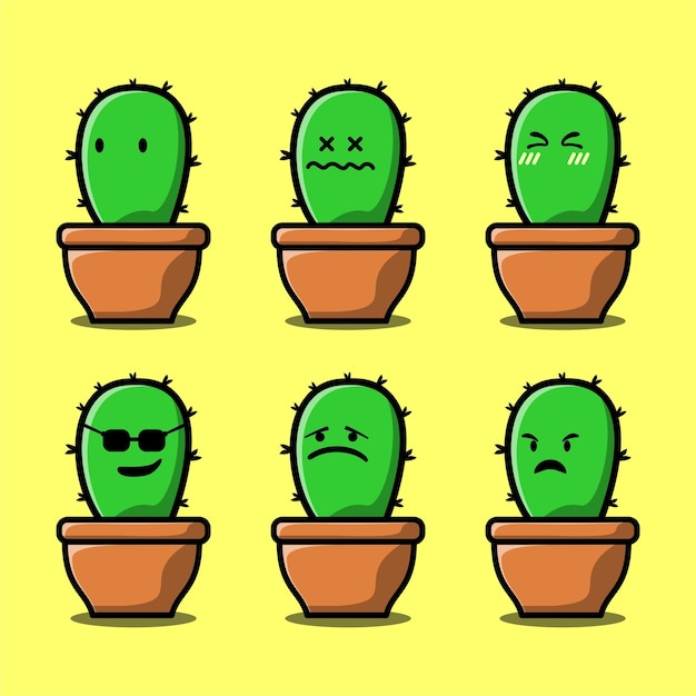 Diverse Cactus Emoji Collection in Terracotta Pots | Jiffy Designs