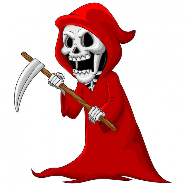 Menacing Grim Reaper in Crimson Cloak Wielding Scythe | Jiffy Designs