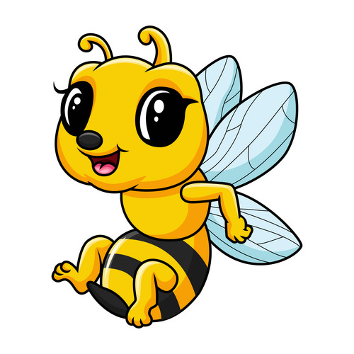 Vector Illustration Of A Cute Cartoon Bee Waving | Jiffy Designs