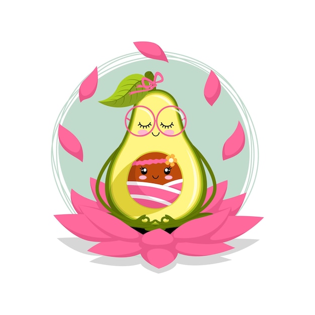 Adorable Avocado Resting on Lotus Flower | Jiffy Designs