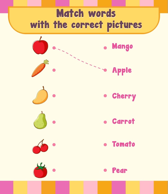 Colorful Fruit and Vegetable Matching Game | Jiffy Designs