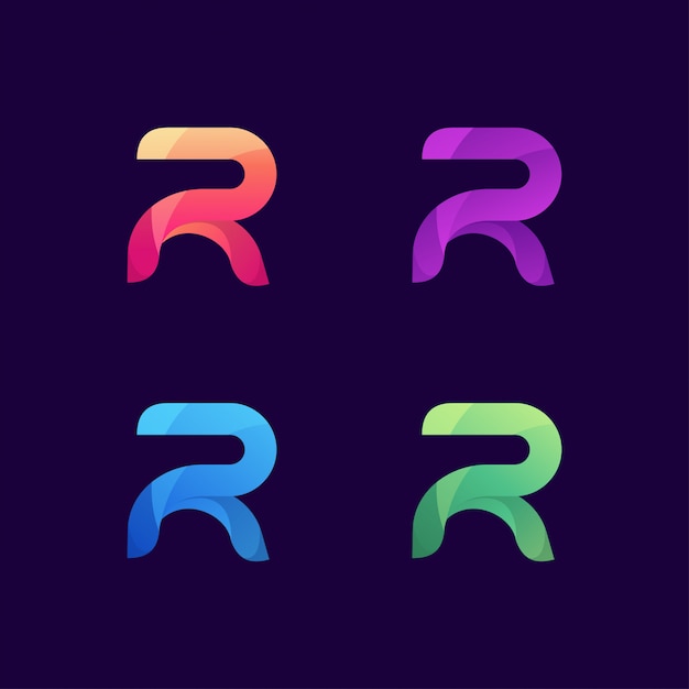 Vibrant Overlapping Letter R Symbols in Gradient Colors | Jiffy Designs