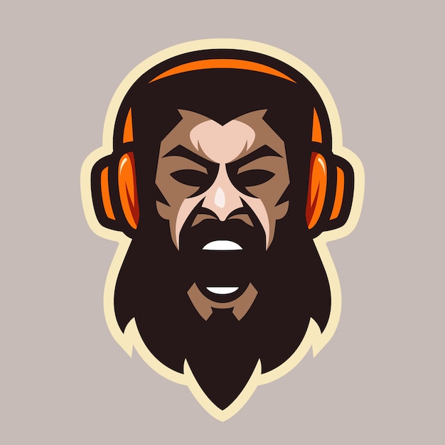 Fierce Gamer Avatar with Headphones and Beard | Jiffy Designs