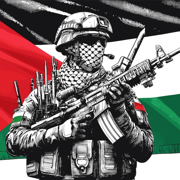 Resolute Defender: Soldier Stands Firm with Palestinian Flag | Jiffy ...