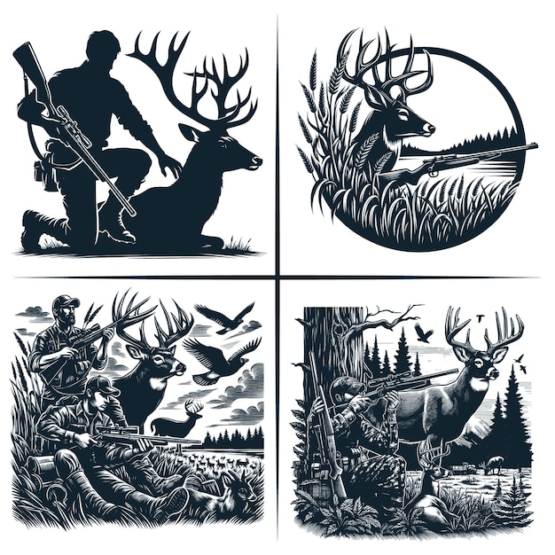 Captivating Deer Silhouettes in Diverse Wilderness Scenes | Jiffy Designs