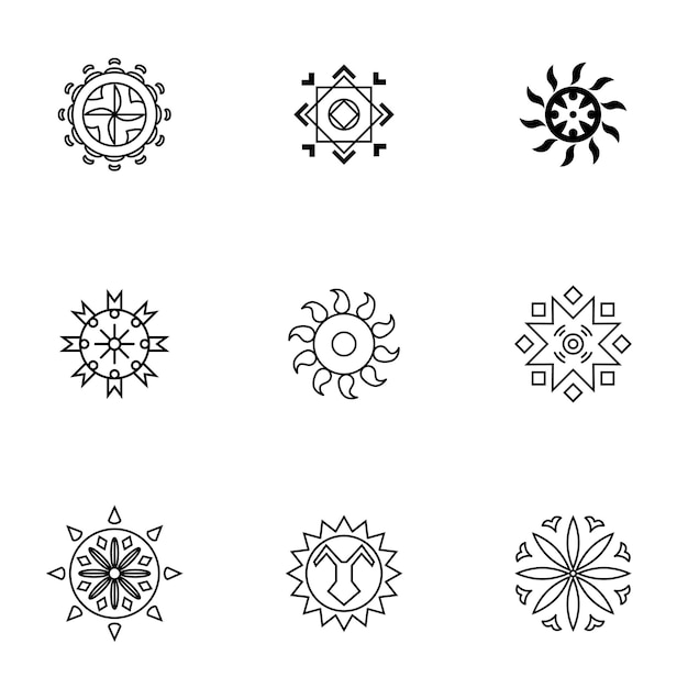 Captivating Collection of Intricate Tribal Sun and Nature Symbols ...