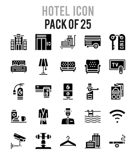 Comprehensive Hotel and Hospitality Icons Collection: 25 Versatile ...