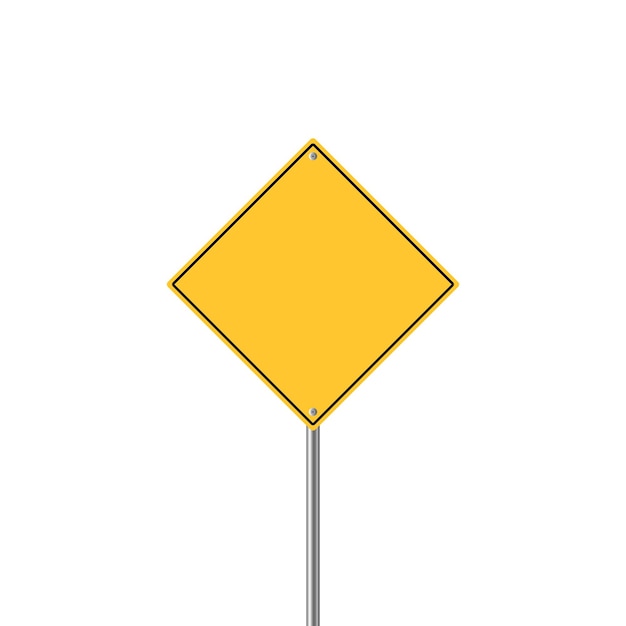 Bright Yellow Diamond-Shaped Road Sign on White Background | Jiffy Designs