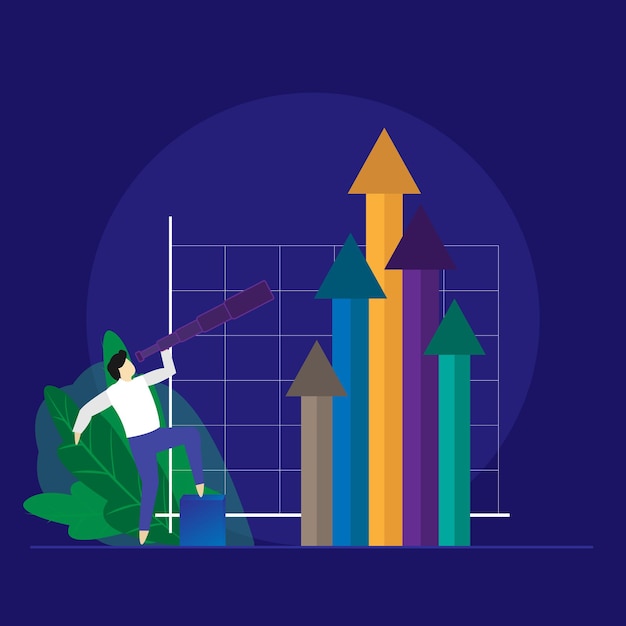 Vibrant Graph Illustration with Upward Trending Arrows | Jiffy Designs