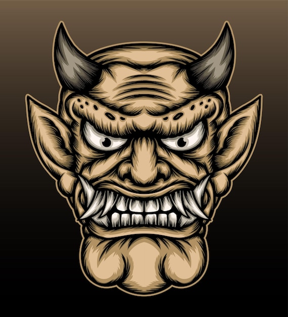Menacing Demonic Face with Horns and Fearsome Expression | Jiffy Designs