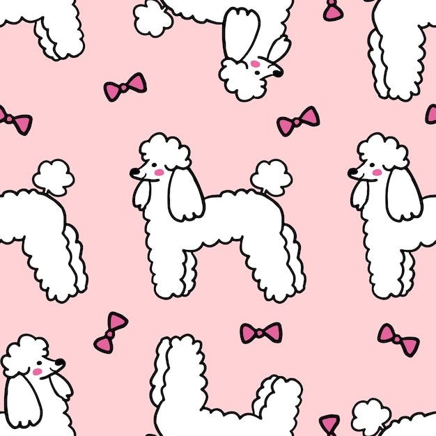 Adorable Poodle Pattern with Bows and Puffs | Jiffy Designs