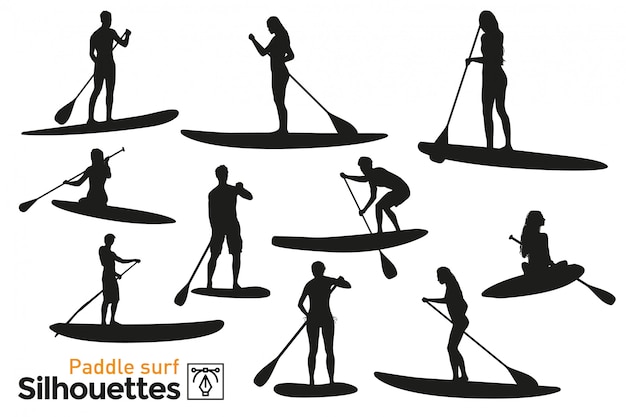 Paddle Surf Silhouettes - Dynamic Water Sports Figures | Jiffy Designs