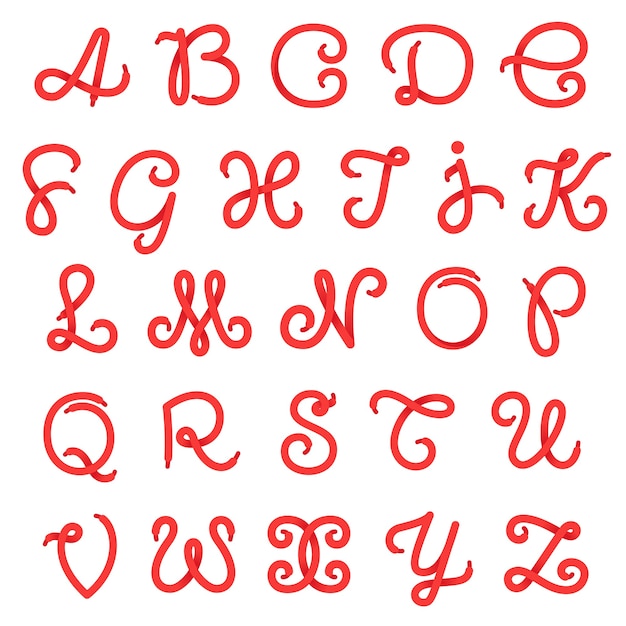 Vibrant Red Cursive Alphabet Letters | Jiffy Designs