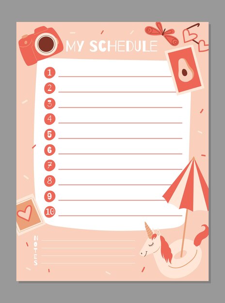 Vibrant Daily Schedule with Whimsical Illustrations | Jiffy Designs