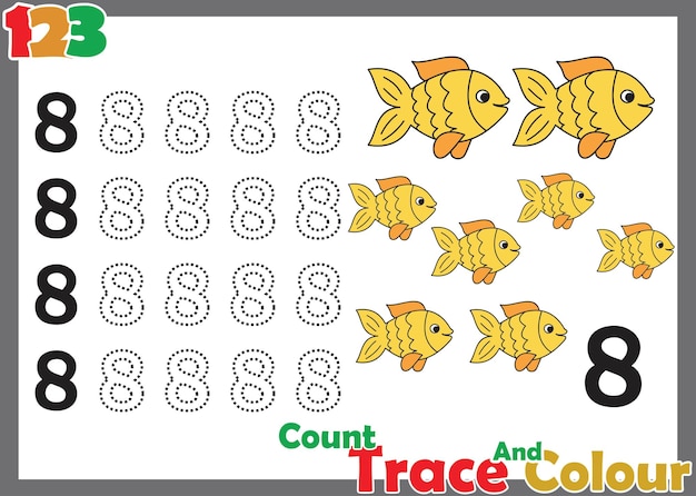 Vibrant Fish and Numeral Collection for Counting and Tracing | Jiffy ...