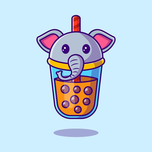 Adorable Elephant Bubble Tea Illustration | Jiffy Designs